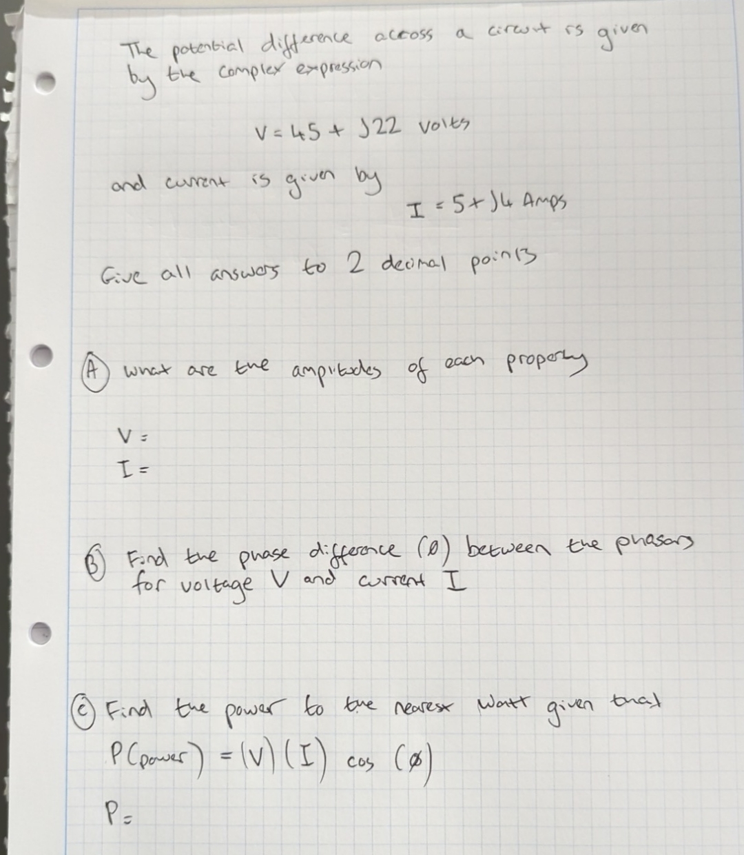 Solved The potential difference accoss a cirwt is given by | Chegg.com