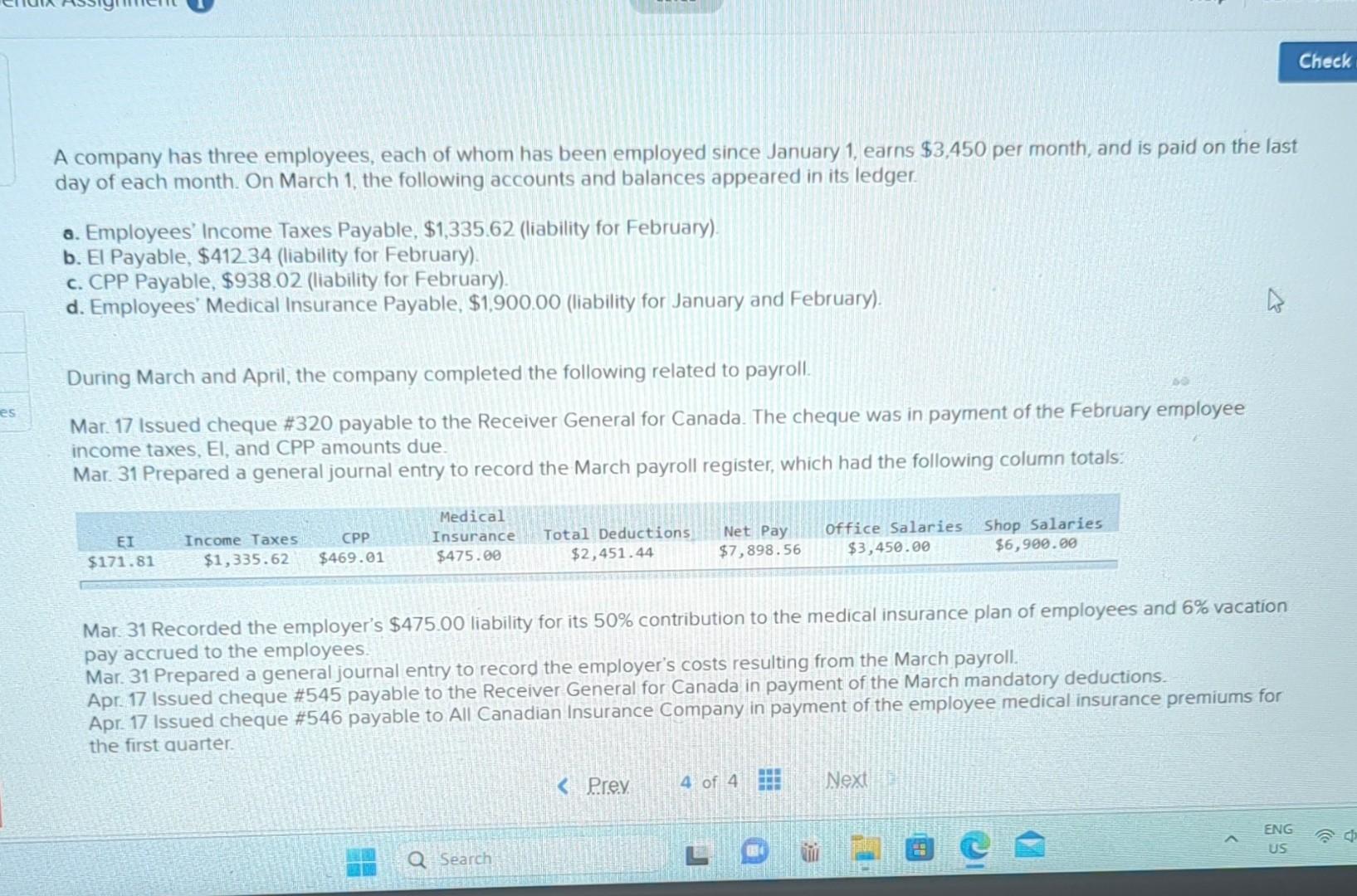 Solved A company has three employees, each of whom has been | Chegg.com