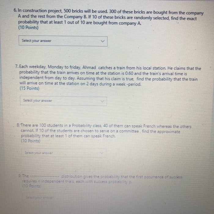 Solved 6. In construction project, 500 bricks will be used. | Chegg.com
