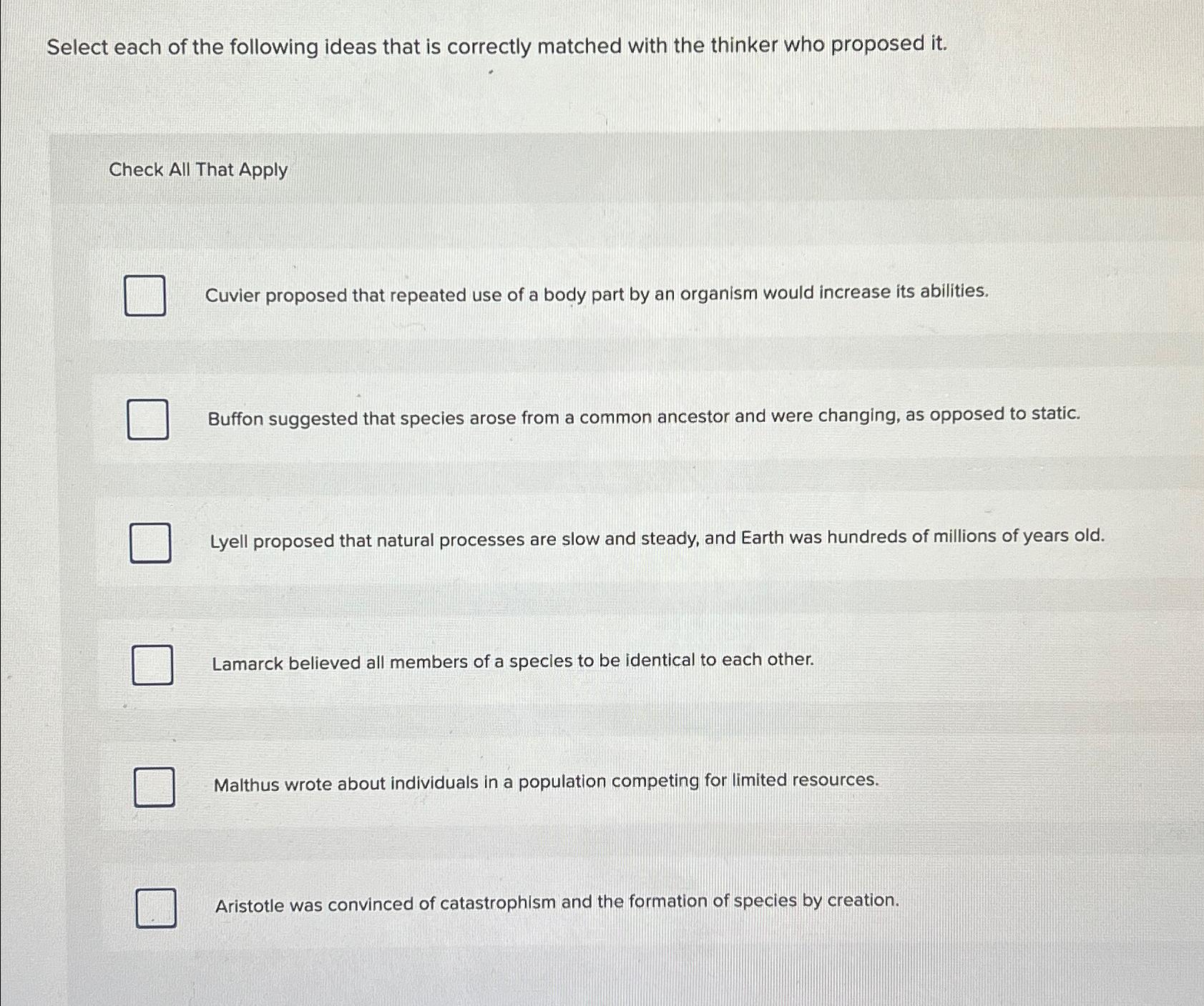 Solved Select each of the following ideas that is correctly | Chegg.com