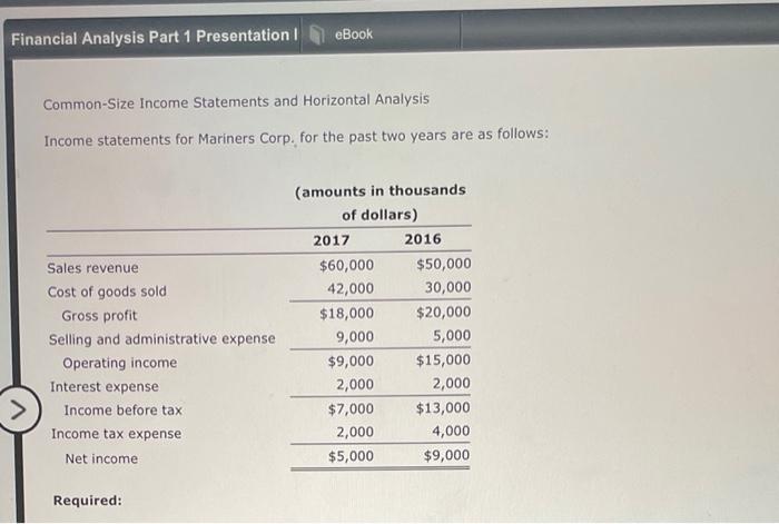Solved Common-Size Income Statements and Horizontal Analysis | Chegg.com
