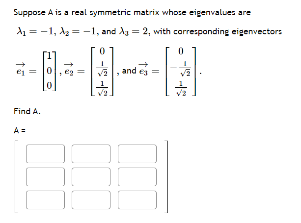 Solved Suppose A ﻿is a real symmetric matrix whose | Chegg.com