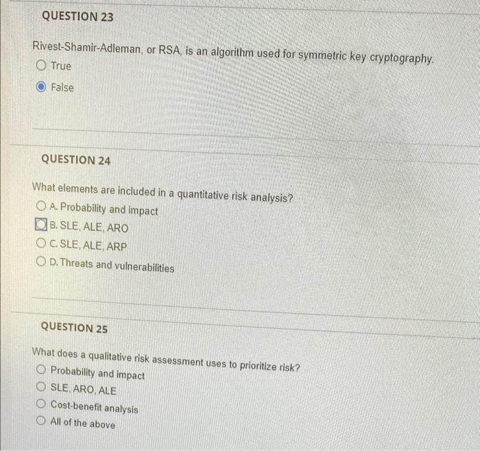 Solved QUESTION 23 Rivest-Shamir-Adleman, or RSA, is an | Chegg.com