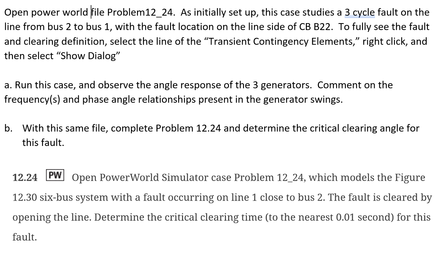 Solved Open power world fiile Problem12_24. ﻿As initially | Chegg.com