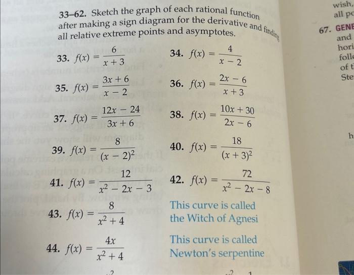 33-62. Sketch the graph of each rational function | Chegg.com