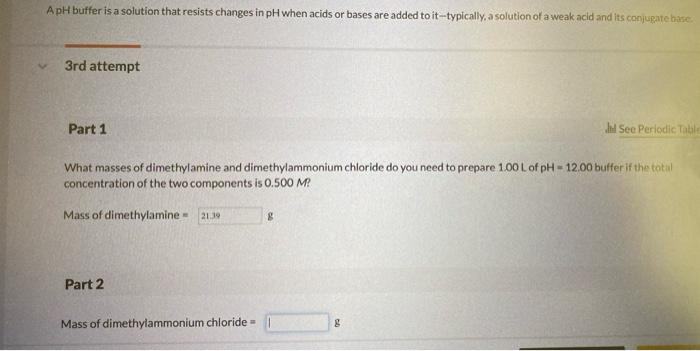 Solved ApH buffer is a solution that resists changes in pH | Chegg.com