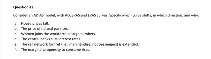 Solved Consider an AD-AS model, with AD, SRAS and LRAS | Chegg.com