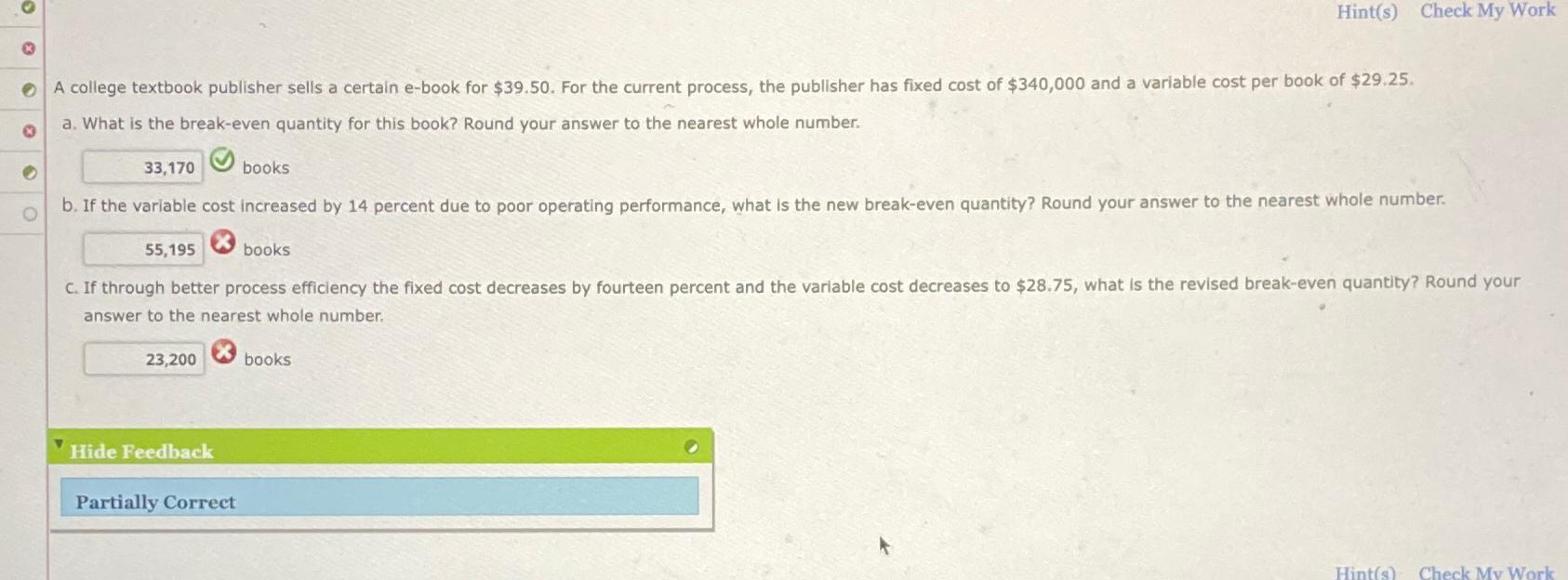 Solved Hint(s) ﻿Check My WorkA college textbook publisher | Chegg.com