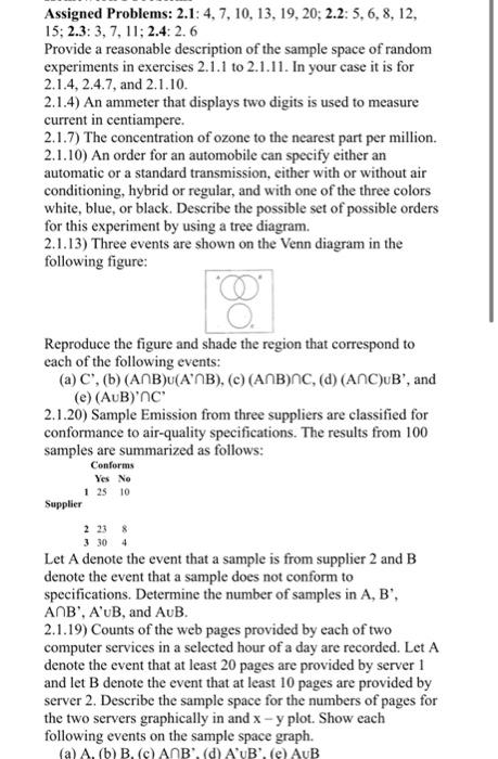 Assigned Problems: 2.1:4,7,10,13,19,20;2.2:5,6,8,12, | Chegg.com