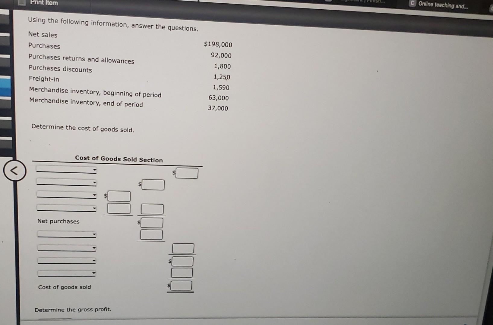 Solved Using the following information, answer the | Chegg.com