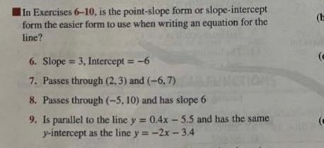 Solved In Exercises 6-10, is the point-slope form or | Chegg.com