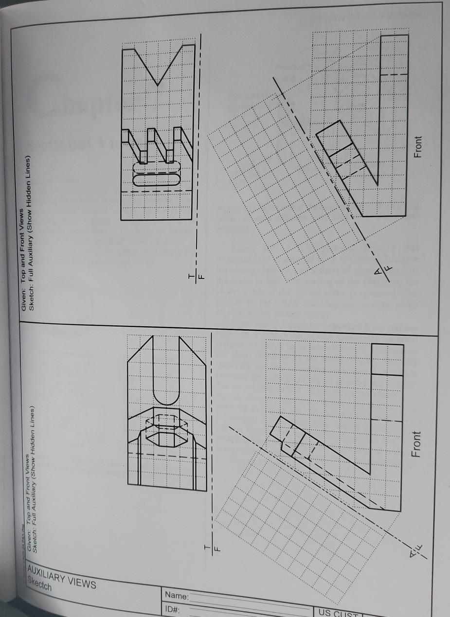 Solved Given: Top and Front Views Sketch: Full Auxiliary | Chegg.com