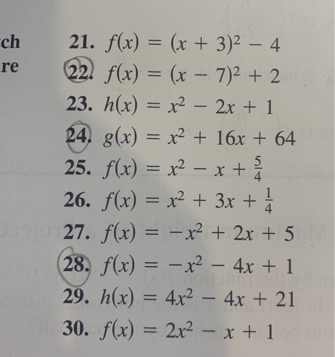 Solved Identifying the Vertex of a Quadratic Function In | Chegg.com