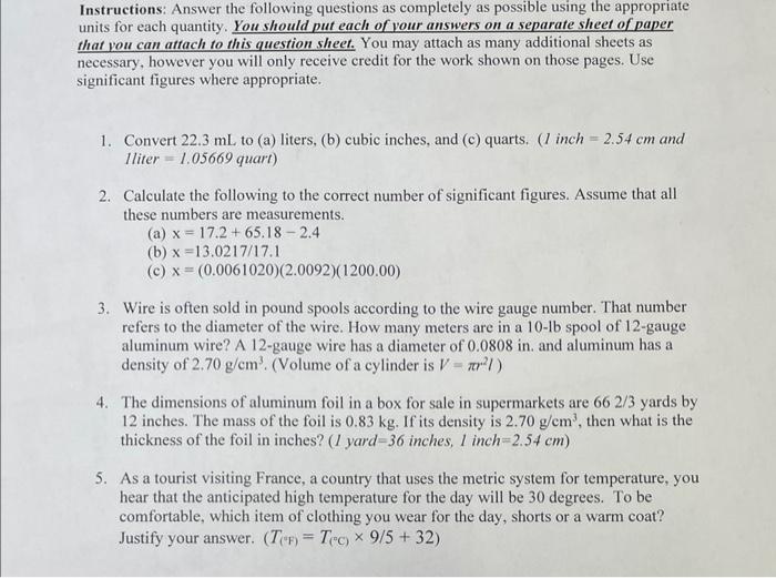 Solved Instructions: Answer the following questions as | Chegg.com