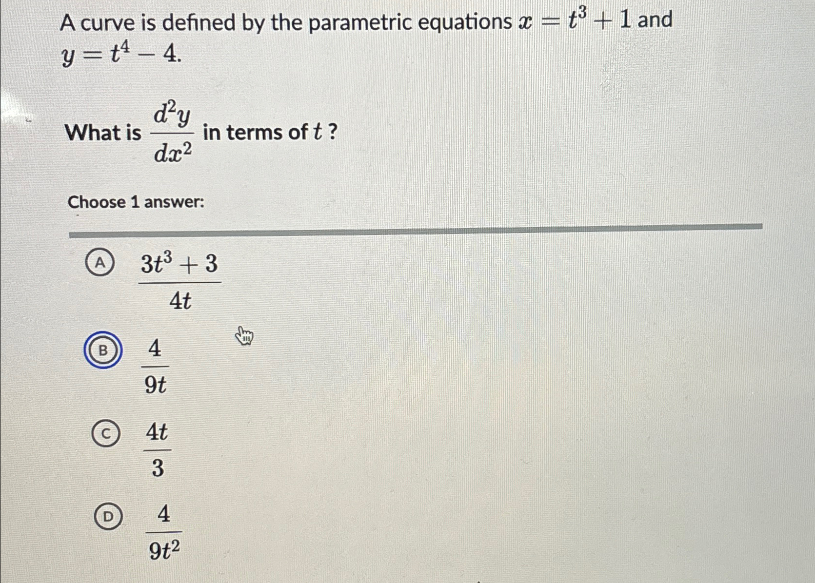 Solved A Curve Is Defined By The Parametric Equations X T3 1