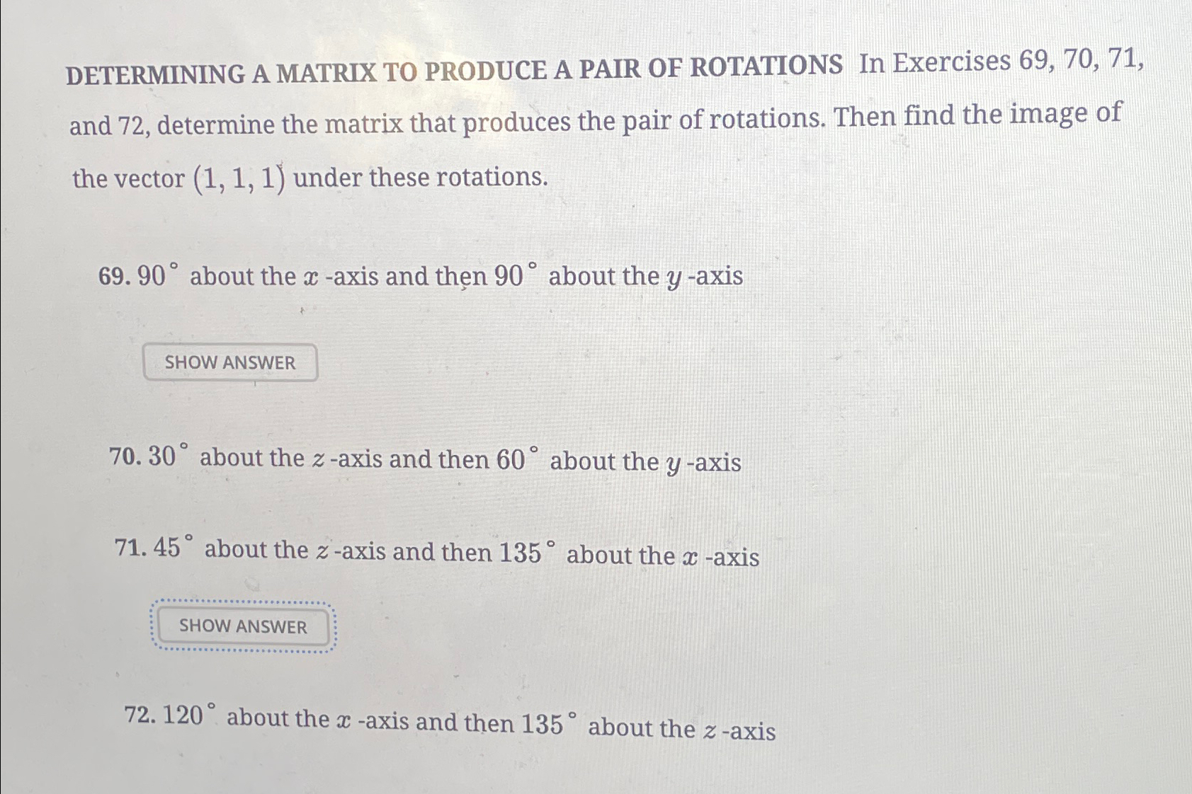 Solved Solve #71 ﻿only . ﻿DETERMINING A MATRIX TO PRODUCE A | Chegg.com