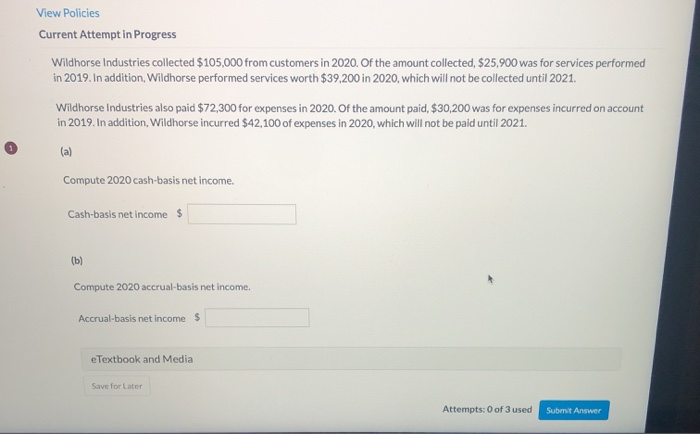 Solved View Policies Current Attempt in Progress Wildhorse | Chegg.com