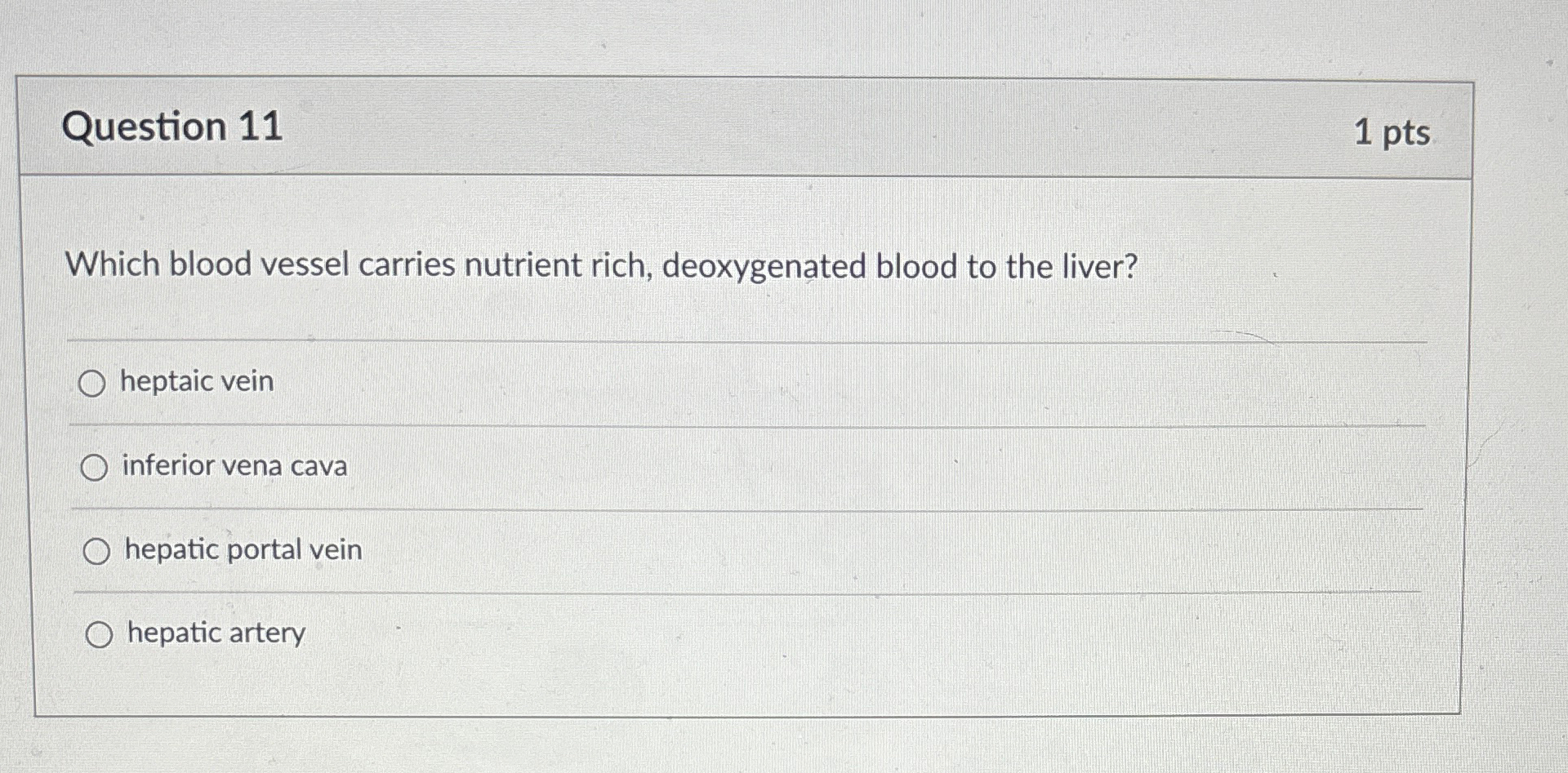 Solved Question 111ptsWhich blood vessel carries nutrient | Chegg.com