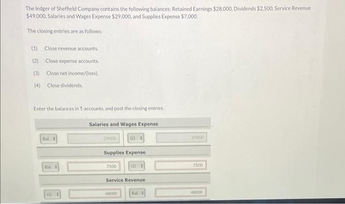 Solved The ledger of Sheffield Company contains the | Chegg.com