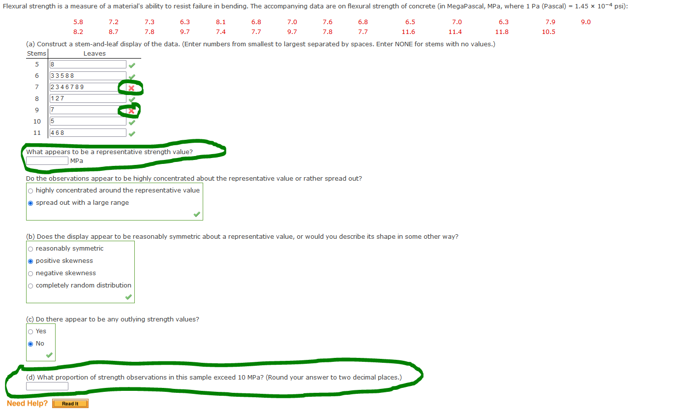 (a) ﻿Construct a stem-and-leaf display of the data. | Chegg.com