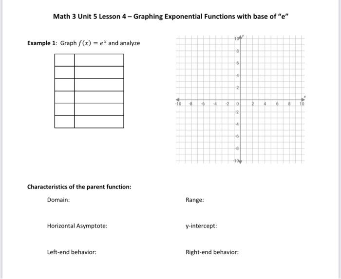 Solved Math 3 Unit 5 Lesson 4 - Graphing Exponential | Chegg.com