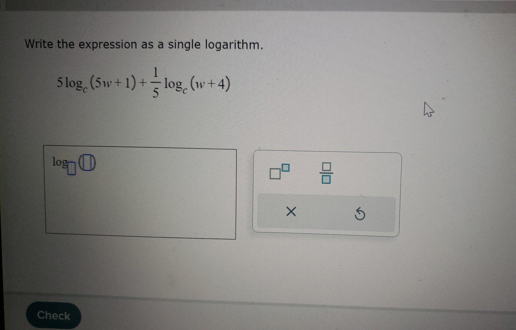 Solved Write the expression as a single logarithm. | Chegg.com