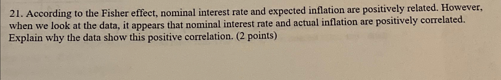 Solved According to the Fisher effect, nominal interest rate | Chegg.com