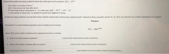Solved Exponential growth and decay problems follow the | Chegg.com