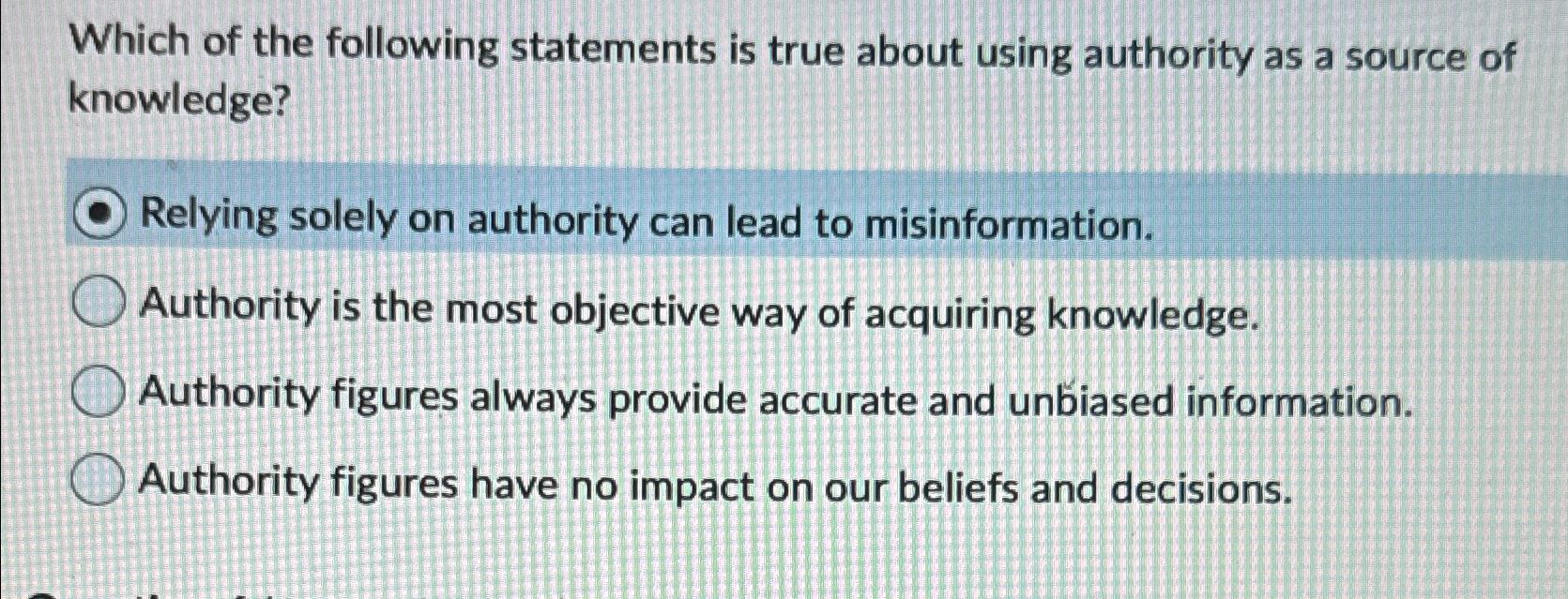 Solved Which of the following statements is true about using | Chegg.com