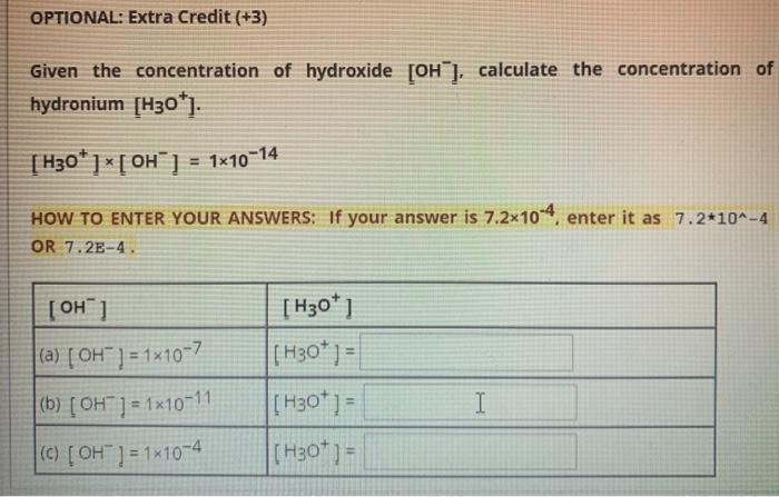 Solved OPTIONAL: Extra Credit (+3) Given the concentration | Chegg.com