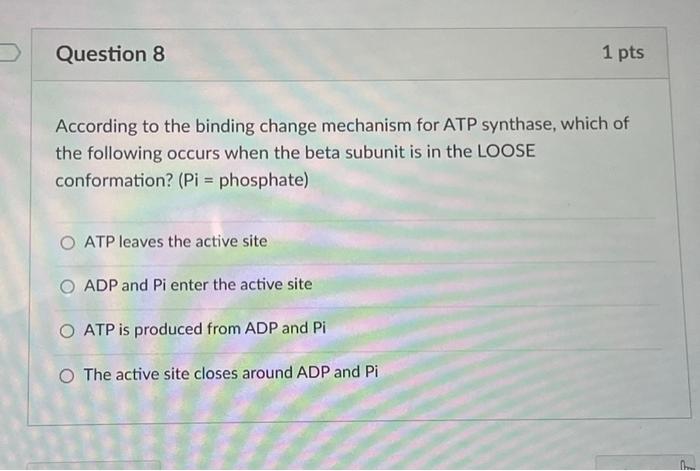 Solved Question 8 1 pts According to the binding change | Chegg.com