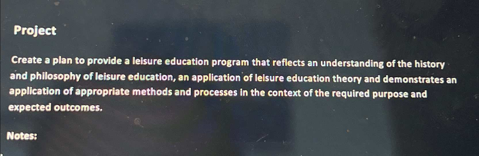 Solved ProjectCreate a plan to provide a leisure education | Chegg.com