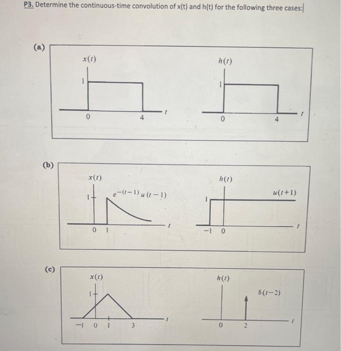 Solved P3. Determine the continuous-time convolution of x(t) | Chegg.com