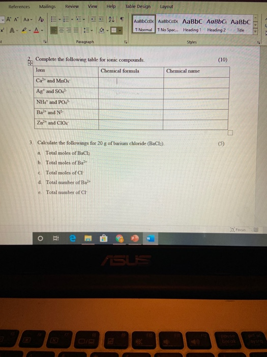 Solved References Mailings Review View Help Table Design
