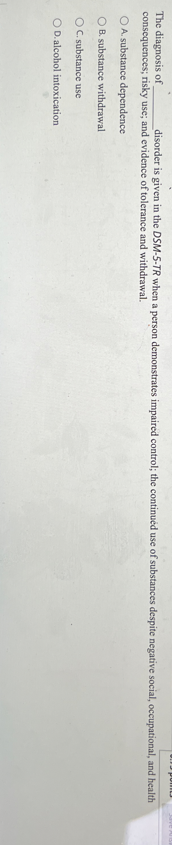 Solved The diagnosis oflisorder is given in the DSM-5-TR | Chegg.com