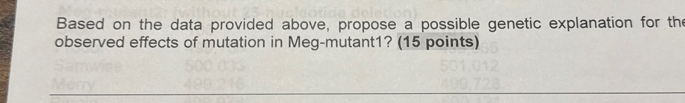 Solved Based on the data provided above, propose a possible | Chegg.com