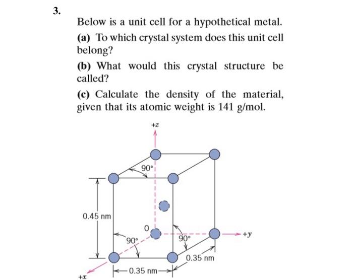 Solved Below is a unit cell for a hypothetical metal. (a) To | Chegg.com