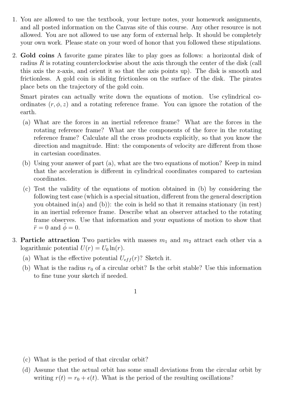 Solved You are allowed to use the textbook, your lecture | Chegg.com