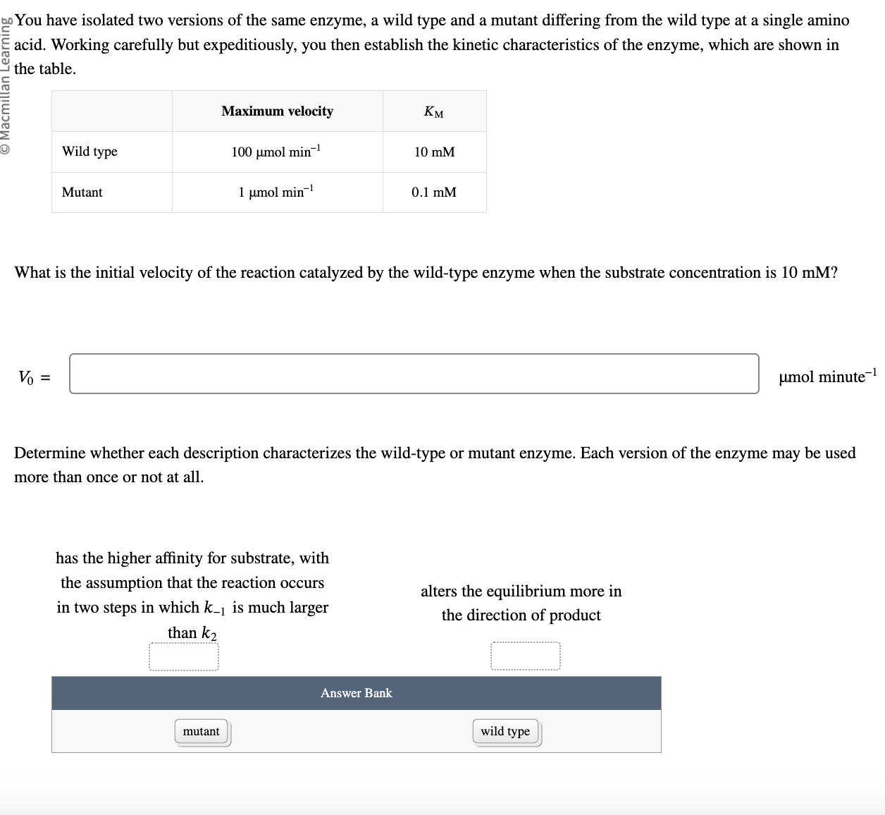Solved You have isolated two versions of the same enzyme, a | Chegg.com