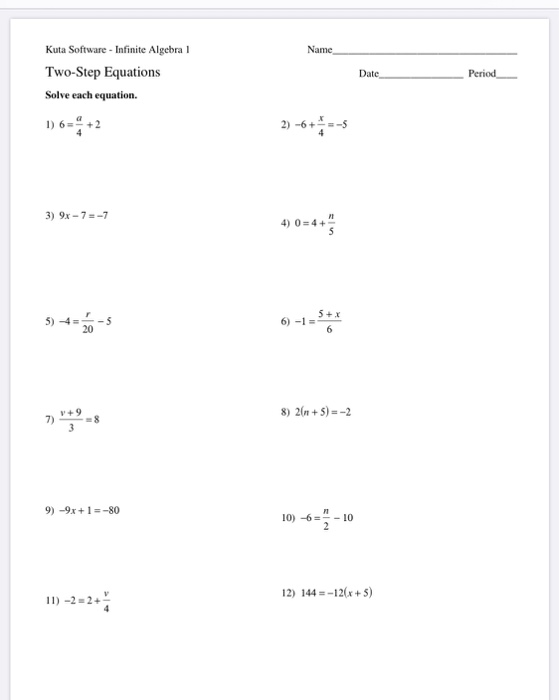 Infinite Algebra 1 One Step Equations Answer Key Tessshebaylo