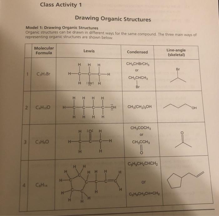 Solved 11 Class Activity 1 Drawing Organic Structures 3. | Chegg.com