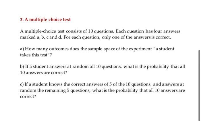 Solved 3. A multiple choice test A multiple-choice test | Chegg.com