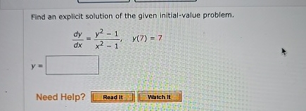 Solved Find an explicit solution of the given initial-value | Chegg.com