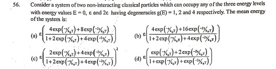 Solved 56. Consider a system of two non-interacting | Chegg.com