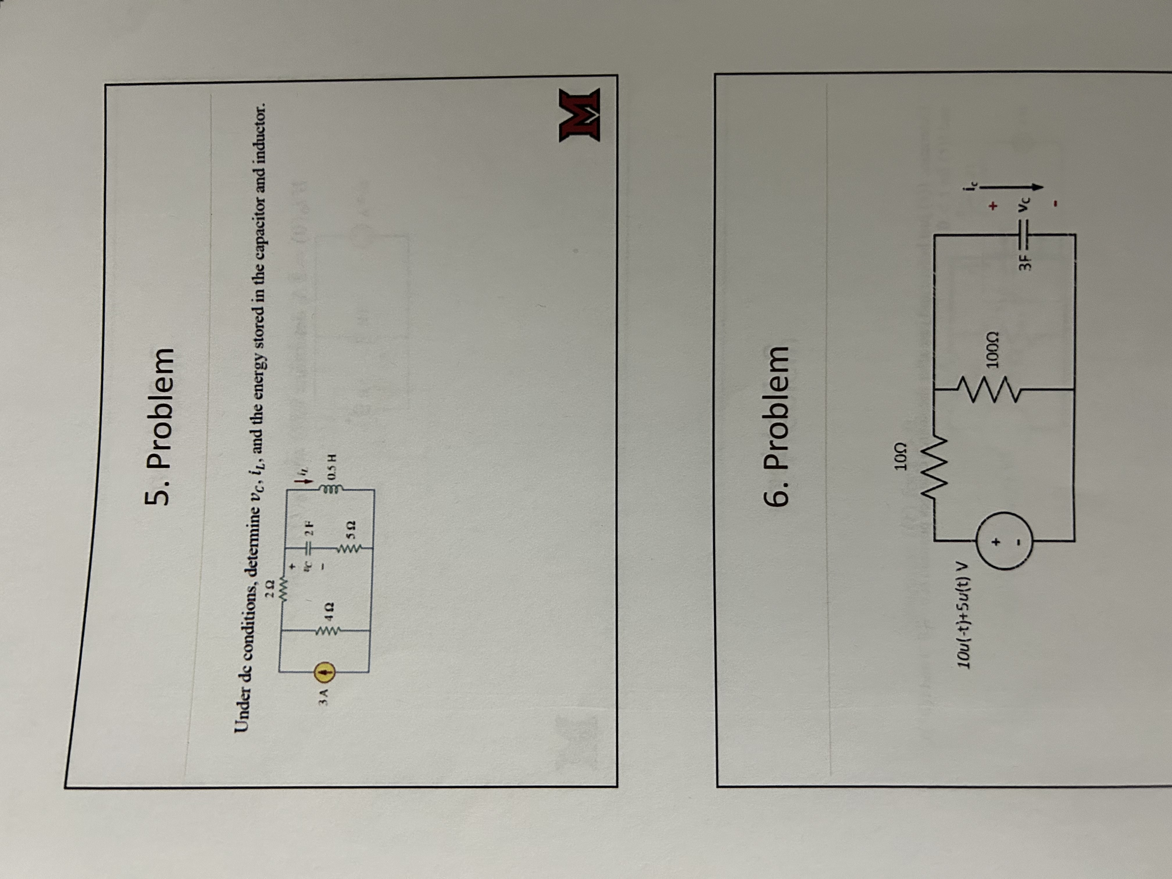 Solved ProblemUnder de ﻿conditions, determine vc,i1, ﻿and | Chegg.com