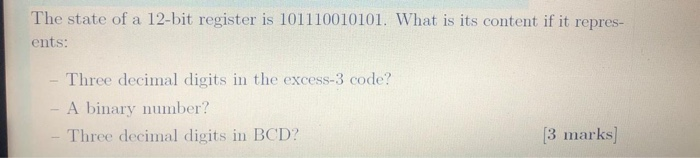 Solved The state of a 12-bit register is 101110010101. What | Chegg.com