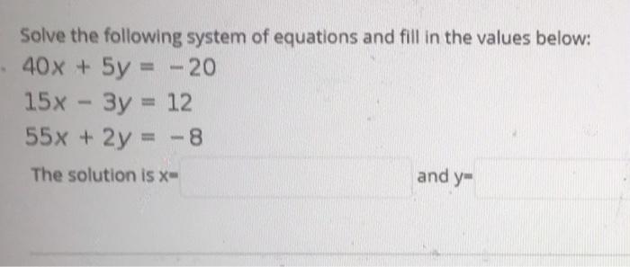 Solved Solve the following system of equations and fill in | Chegg.com