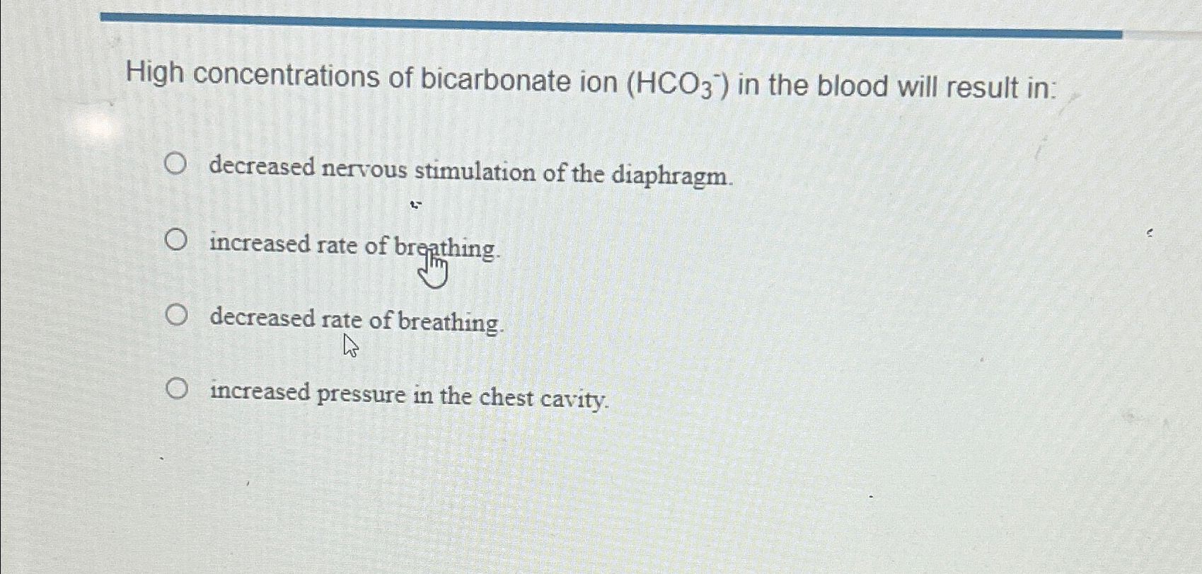 Solved High concentrations of bicarbonate ion (HCO3-)in the | Chegg.com