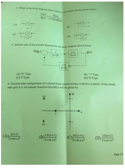 Solved Section A 1 The Transfer Function C S R S For The