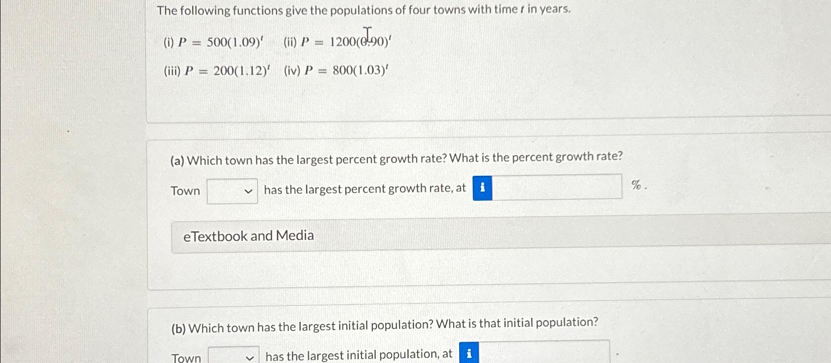 Solved The following functions give the populations of four | Chegg.com